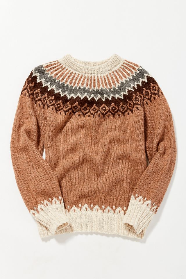 Vintage Caramel Printed Sweater | Urban Outfitters