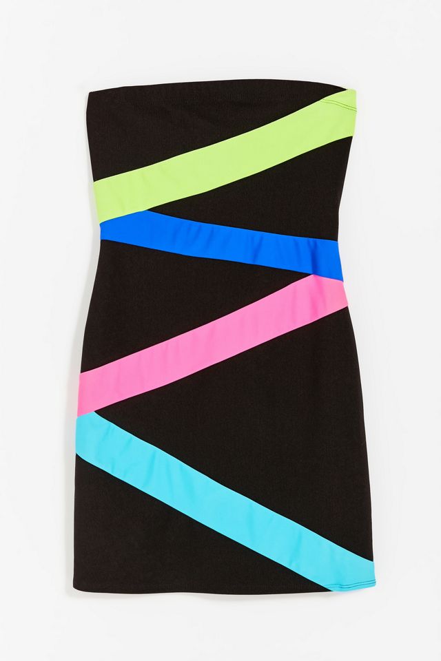 Vintage Neon Stripe Tube Dress | Urban Outfitters