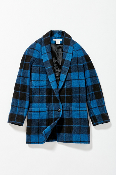 Vintage Blue Plaid Blazer Coat | Urban Outfitters