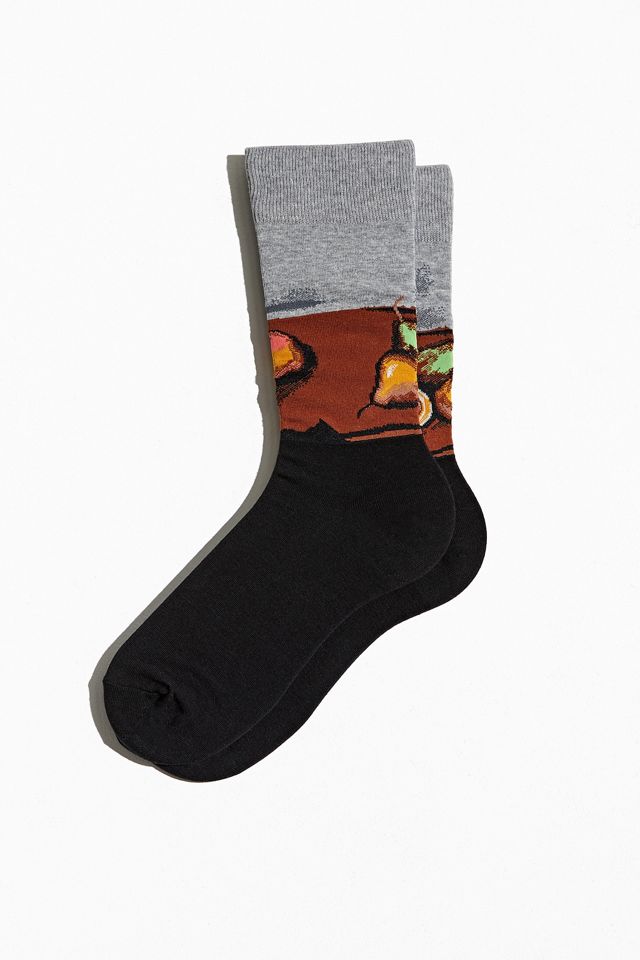 HOTSOX Cezanne's Still Life Plate And Fruit Crew Sock | Urban Outfitters