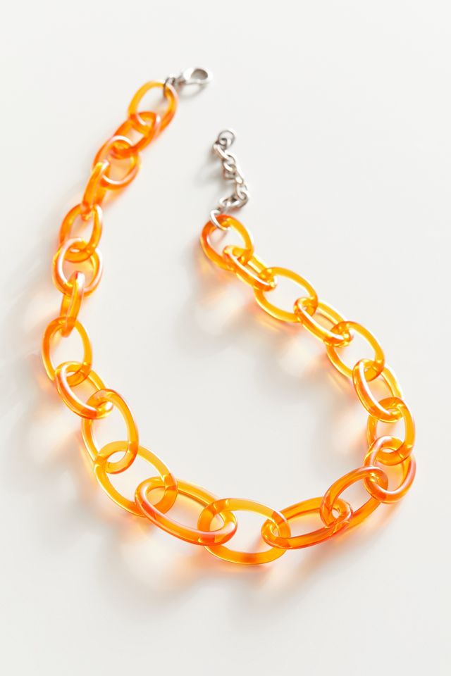 Vintage Chunky Orange Chain Necklace | Urban Outfitters Canada