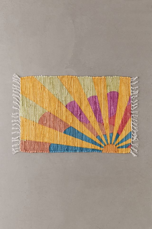 Sunrise Printed Rag Rug | Urban Outfitters