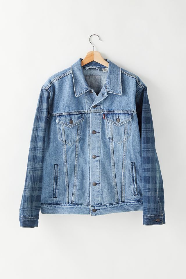 Denimcratic Reworked Levi’s Plaid Sleeve Trucker Jacket | Urban ...