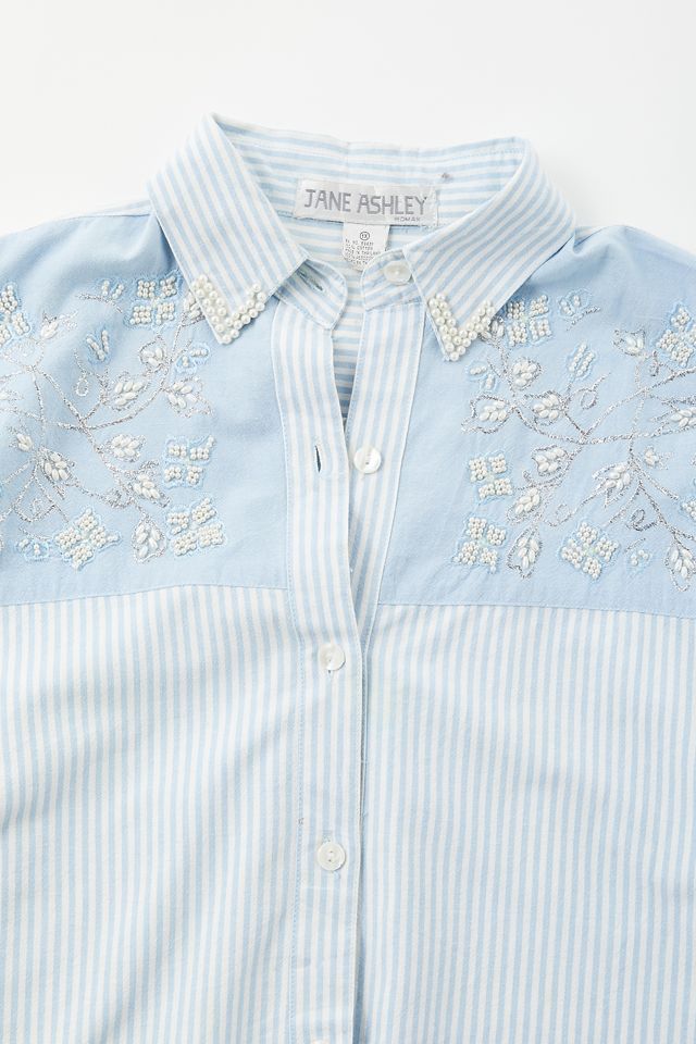 Vintage Embellished Stripe Button-Down Shirt | Urban Outfitters