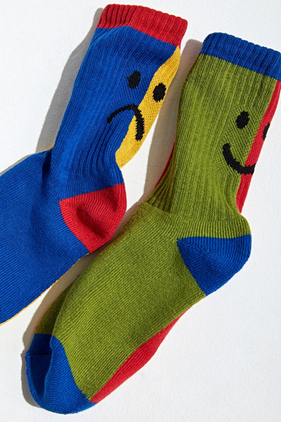 Lazy Oaf Crayon Happy Sad Crew Sock | Urban Outfitters