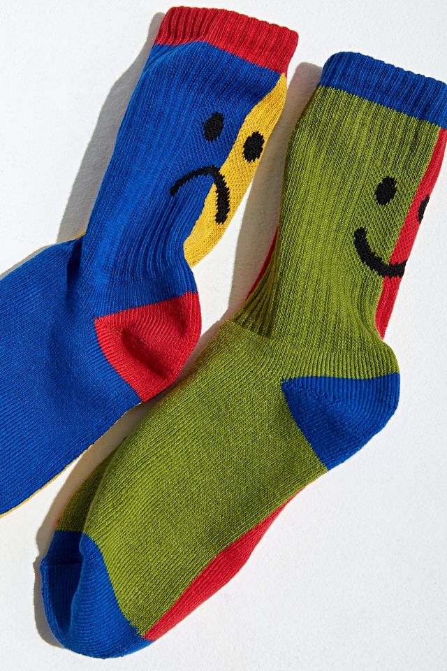 Lazy Oaf Crayon Happy Sad Crew Sock | Urban Outfitters
