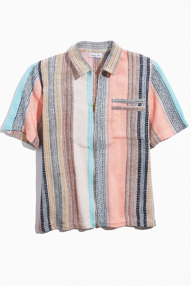 Raga Man Vertical Stripe Short Sleeve Shirt | Urban Outfitters Canada