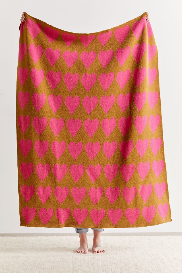 Happy Habitat By Karrie Dean Italic Hearts Knit Throw Blanket | Urban ...