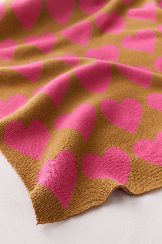 Happy Habitat By Karrie Dean Italic Hearts Knit Throw Blanket | Urban ...
