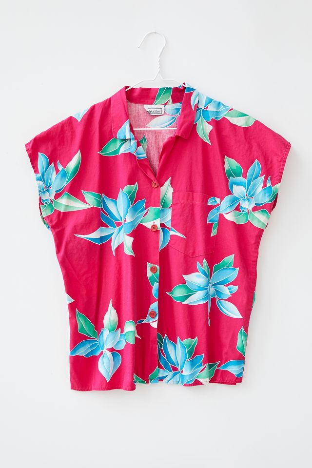Vintage Magenta Tropical Print Top | Urban Outfitters Canada