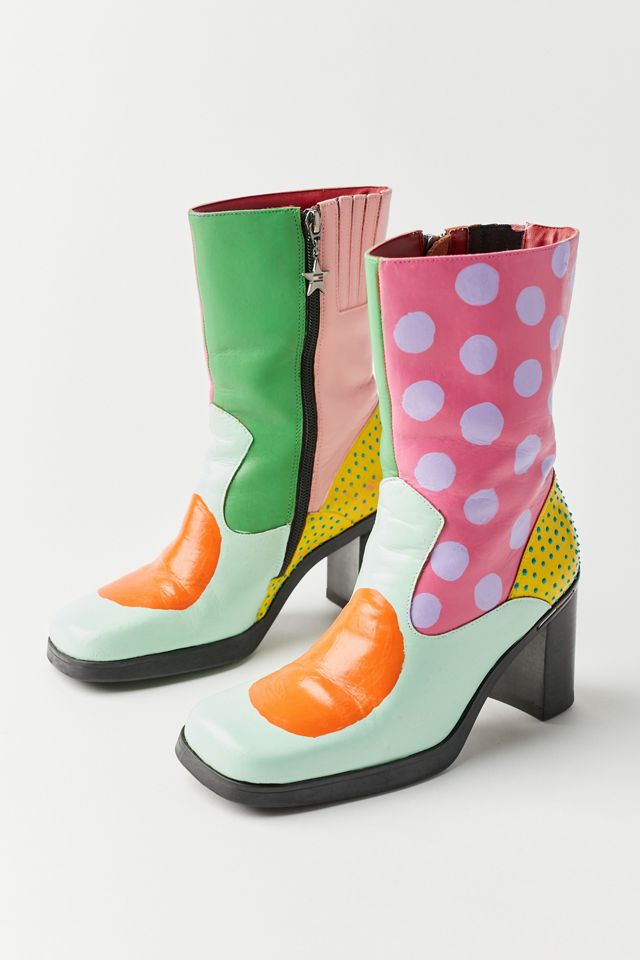 Zig Zag Goods Repurposed Painted Booties | Urban Outfitters Canada