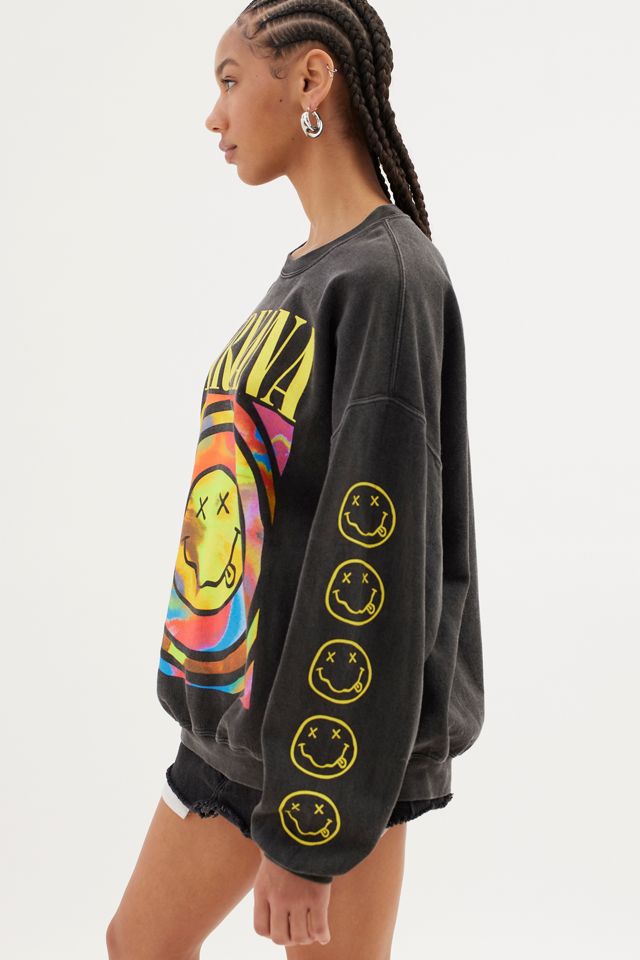 Nirvana Smile Overdyed Sweatshirt | Urban Outfitters Nirvana Smile Overdyed Sweatshirt | Urban Outfitters