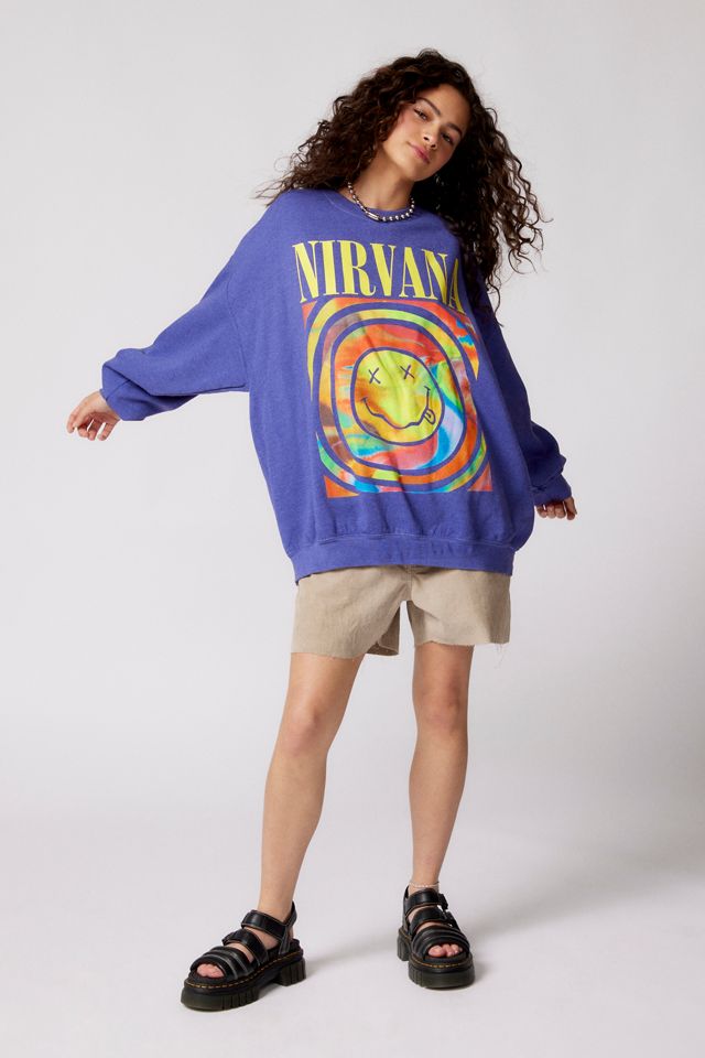 Nirvana Smile Overdyed Crew Neck Sweatshirt | Urban Outfitters Nirvana Smile Overdyed Crew Neck Sweatshirt | Urban Outfitters