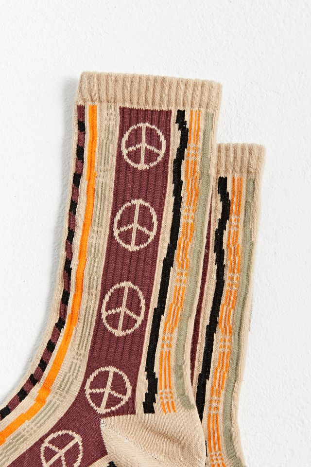 Peace Sign Pattern Crew Sock | Urban Outfitters