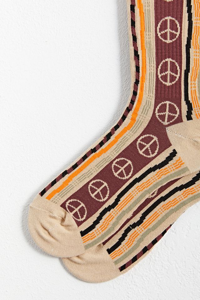 Peace Sign Pattern Crew Sock | Urban Outfitters