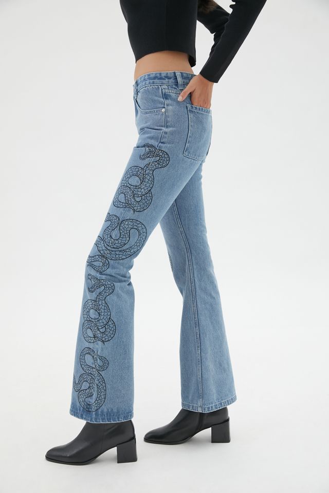 Milk It Snake Print Flare Jean | Urban Outfitters Canada