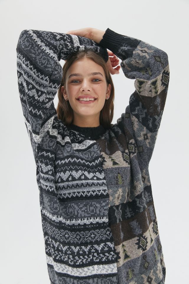 Urban Renewal Recycled Spliced Asymmetric Print Sweater | Urban Outfitters Urban Renewal Recycled Spliced Asymmetric Print Sweater | Urban Outfitters