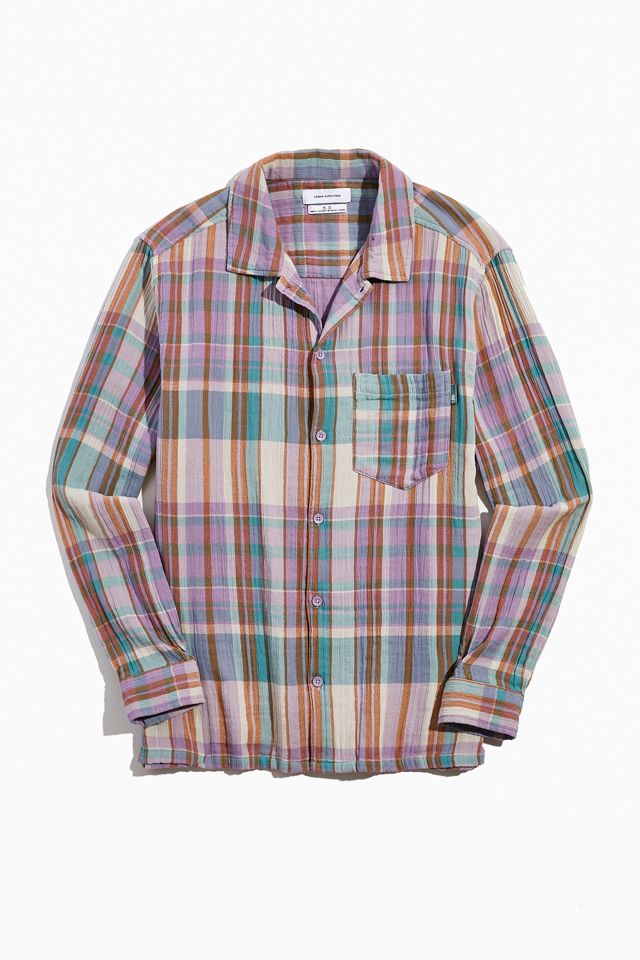 UO Double Cloth Plaid Button-Down Shirt | Urban Outfitters