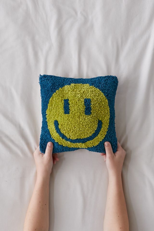 Happy Face Textured Mini Throw Pillow | Urban Outfitters