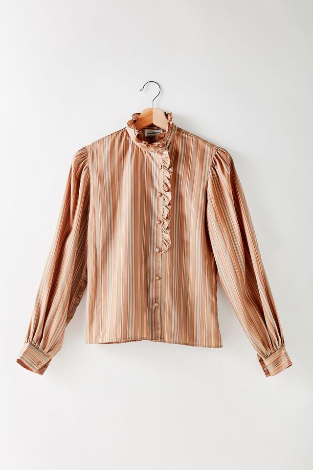 Vintage Multi-Stripe Ruffle Top | Urban Outfitters