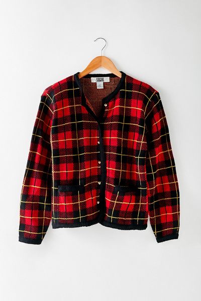 Vintage Red Plaid Sweater | Urban Outfitters