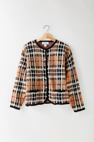 Chandail à carreaux marron vintage | Urban Outfitters Canada