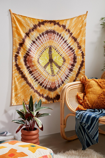 Peace Sign Hand-Dyed Tapestry | Urban Outfitters