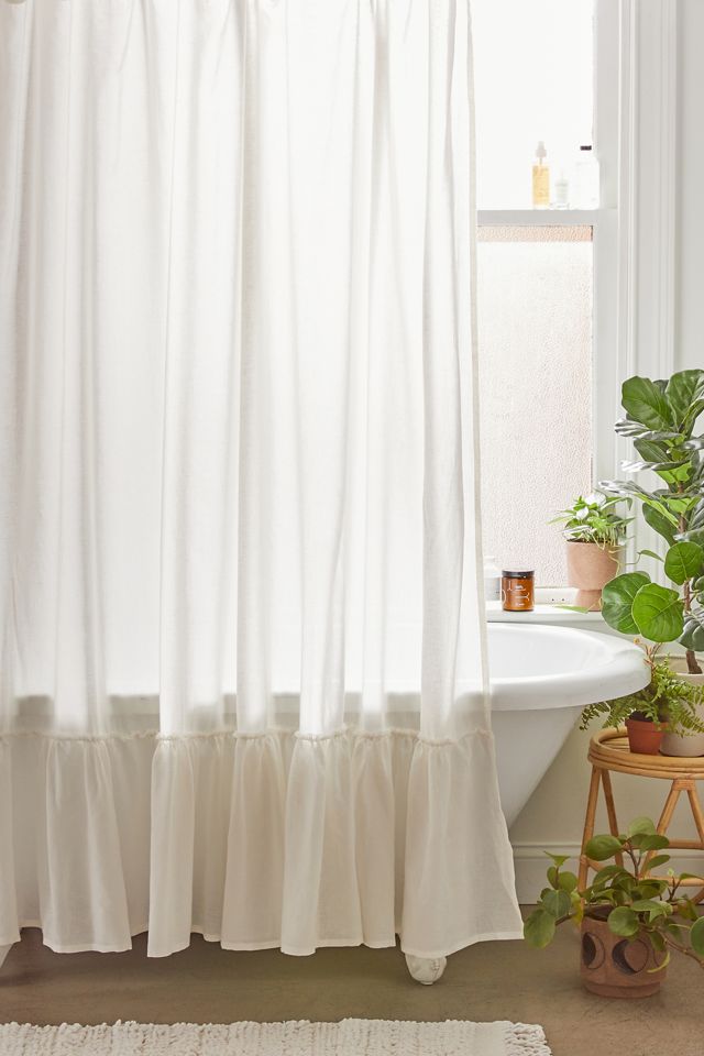 Palmer Linen Blend Ruffler Shower Curtain | Urban Outfitters Canada