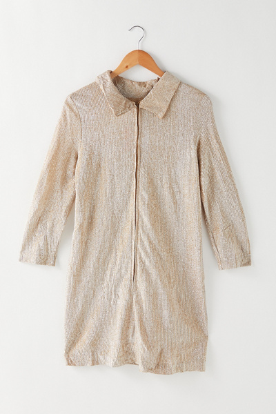 Vintage Shimmer Zip Dress | Urban Outfitters