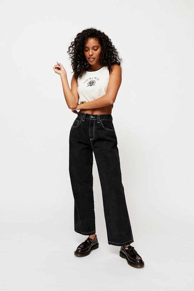 Kickers High-Waisted Straight Leg Jean – Charcoal | Urban Outfitters Canada