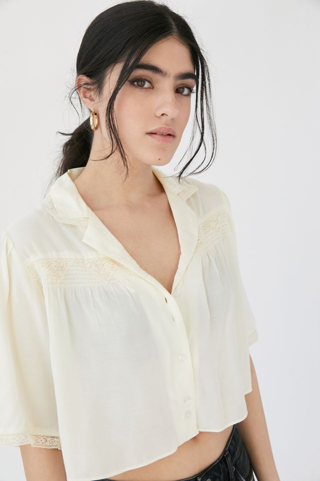 UO Nancy Lace Button-Down Shirt | Urban Outfitters