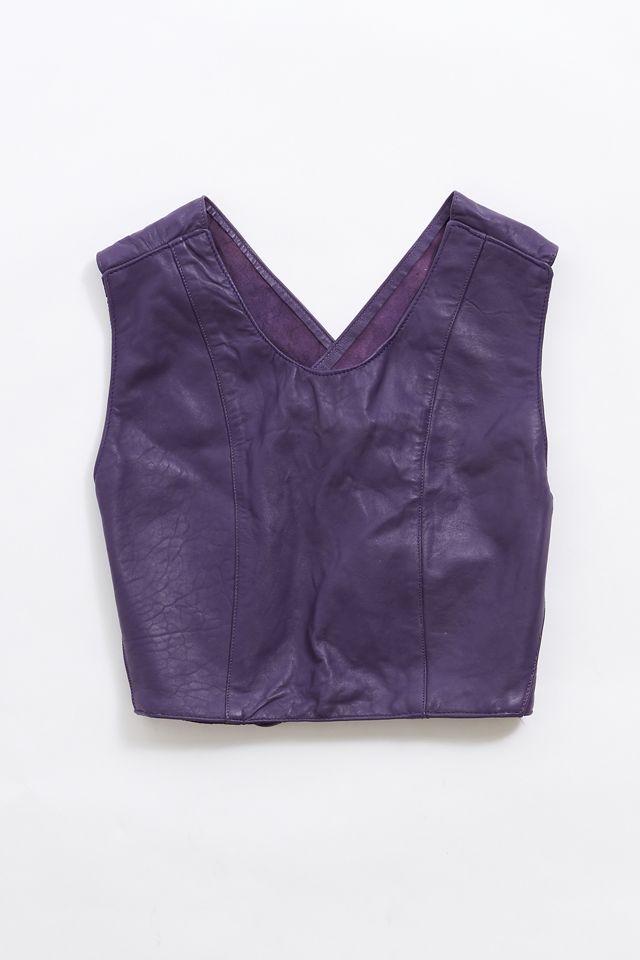 Vintage Purple Leather Cross-Back Top | Urban Outfitters