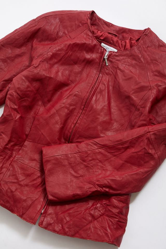 Vintage Red Leather Zip Jacket | Urban Outfitters