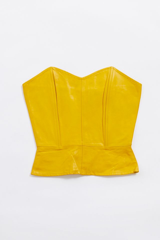 Vintage Yellow Leather Corset Top | Urban Outfitters Canada
