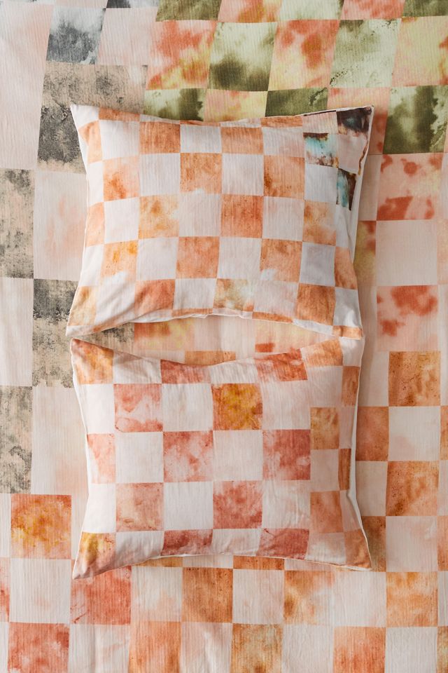 Watercolor Checkerboard Print Sham Set | Urban Outfitters
