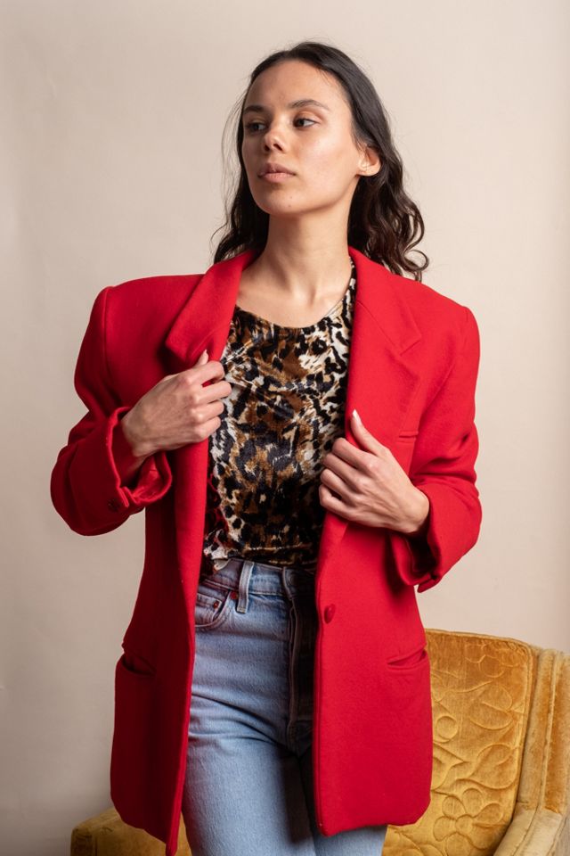 Vintage Red Wool Blazer | Urban Outfitters
