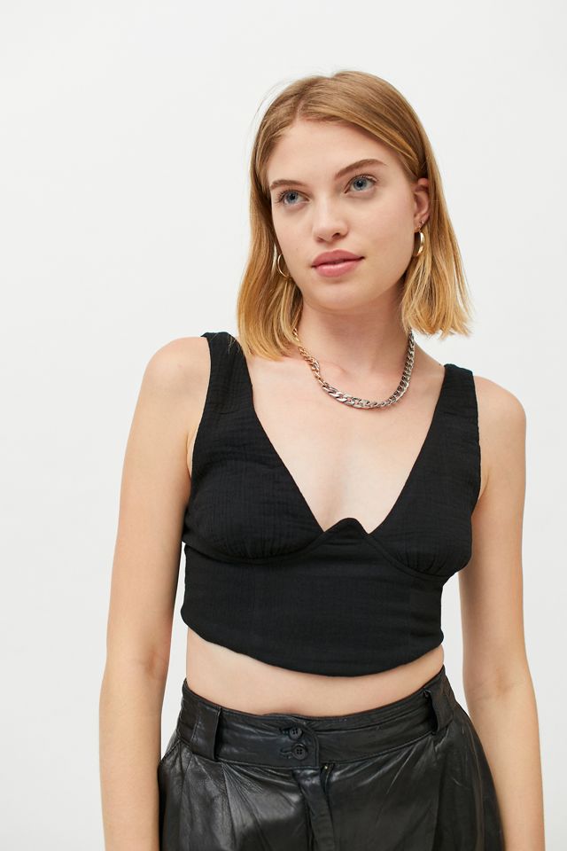 Kiss The Sky Textured Cropped Top | Urban Outfitters