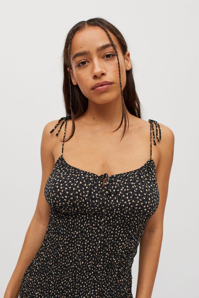 Kiss The Sky Shirred Ruffle Mini Dress Urban Outfitters