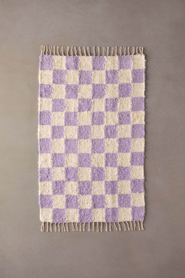 Checkerboard Woven Shag Rag Rug | Urban Outfitters Canada