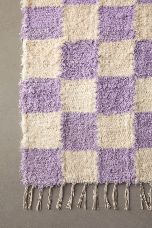 Checkerboard Woven Shag Rag Rug | Urban Outfitters Canada