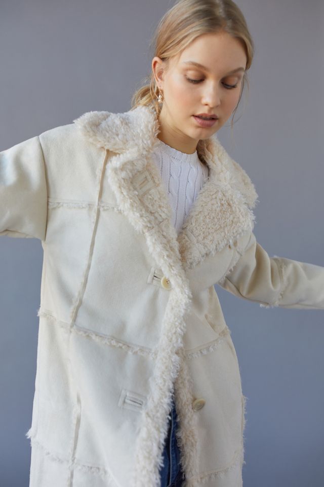 UO Maxine Faux Shearling Longline Jacket | Urban Outfitters Canada