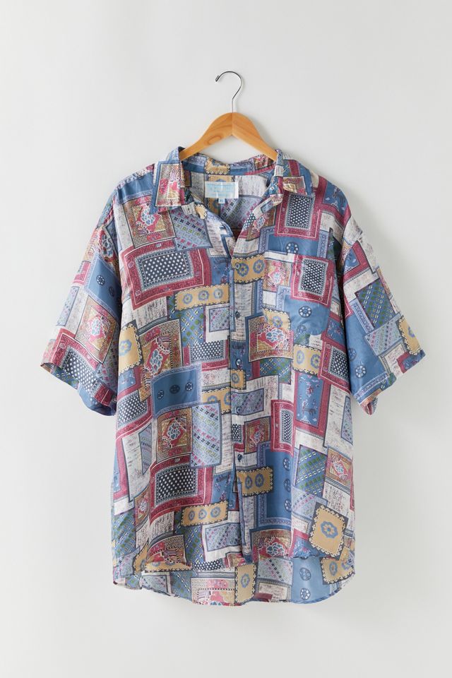 Vintage Silky Abstract Print Shirt | Urban Outfitters