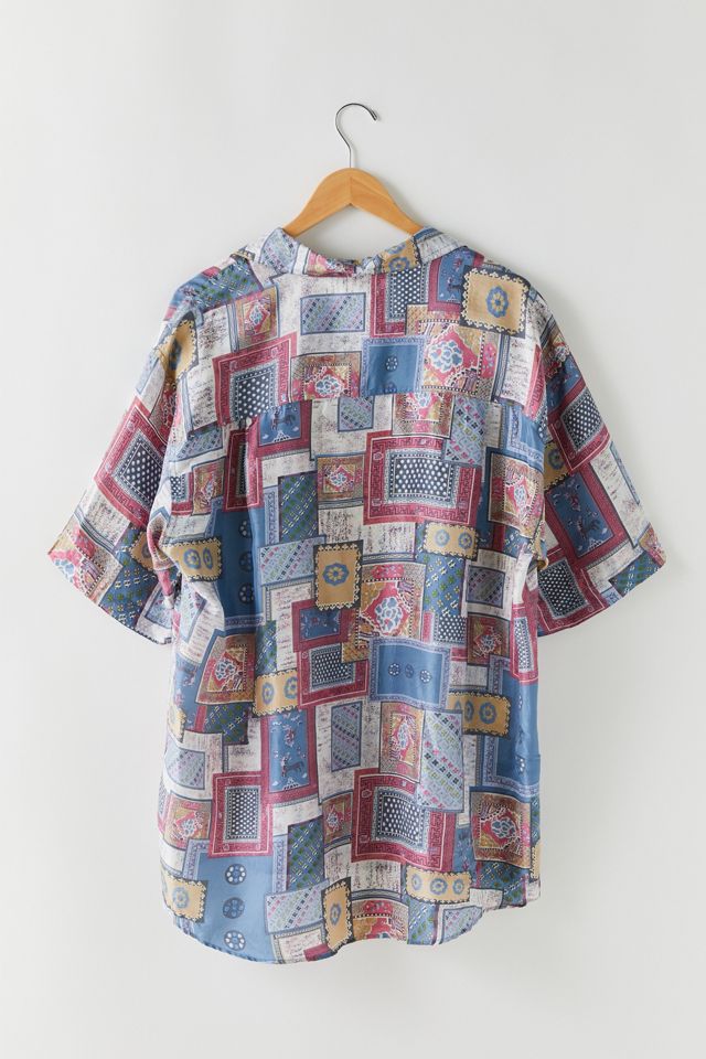 Vintage Silky Abstract Print Shirt | Urban Outfitters