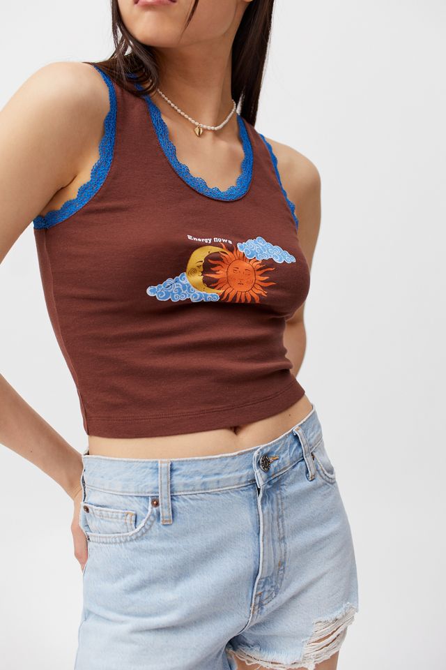 Energy Flows Lace Trim Tank Top | Urban Outfitters