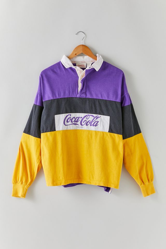 Vintage Coca-Cola Purple & Yellow Rugby Shirt | Urban Outfitters