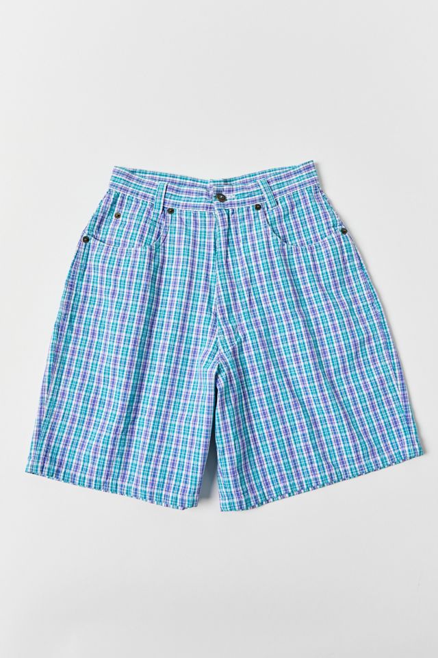 Short vintage à carreaux bleu sarcelle et violet | Urban Outfitters Canada