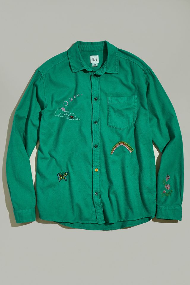 UO Doodle Embroidered Flannel Shirt | Urban Outfitters