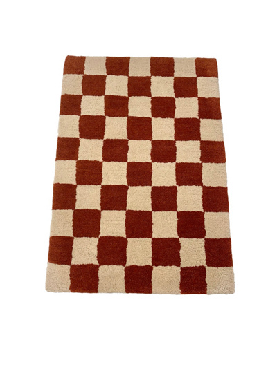Relic Home Rust and Cream Checkered Rug | Urban Outfitters