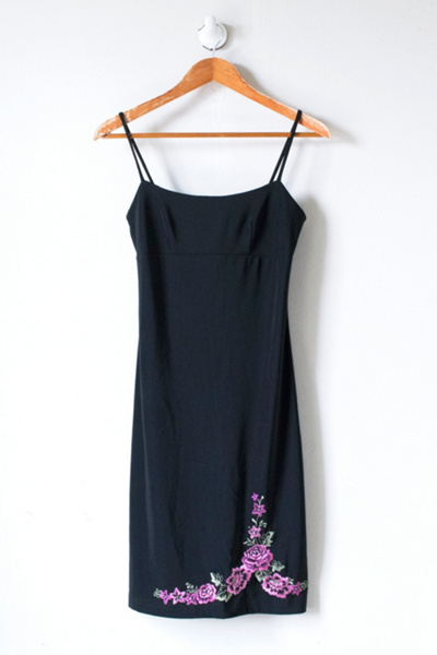 Vintage 90s Pink Roses Black Dress | Urban Outfitters