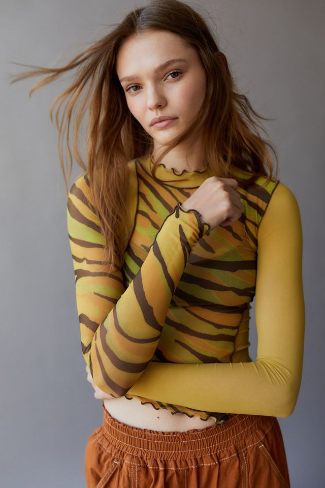 UO Cairo Mesh Mock Neck Top | Urban Outfitters